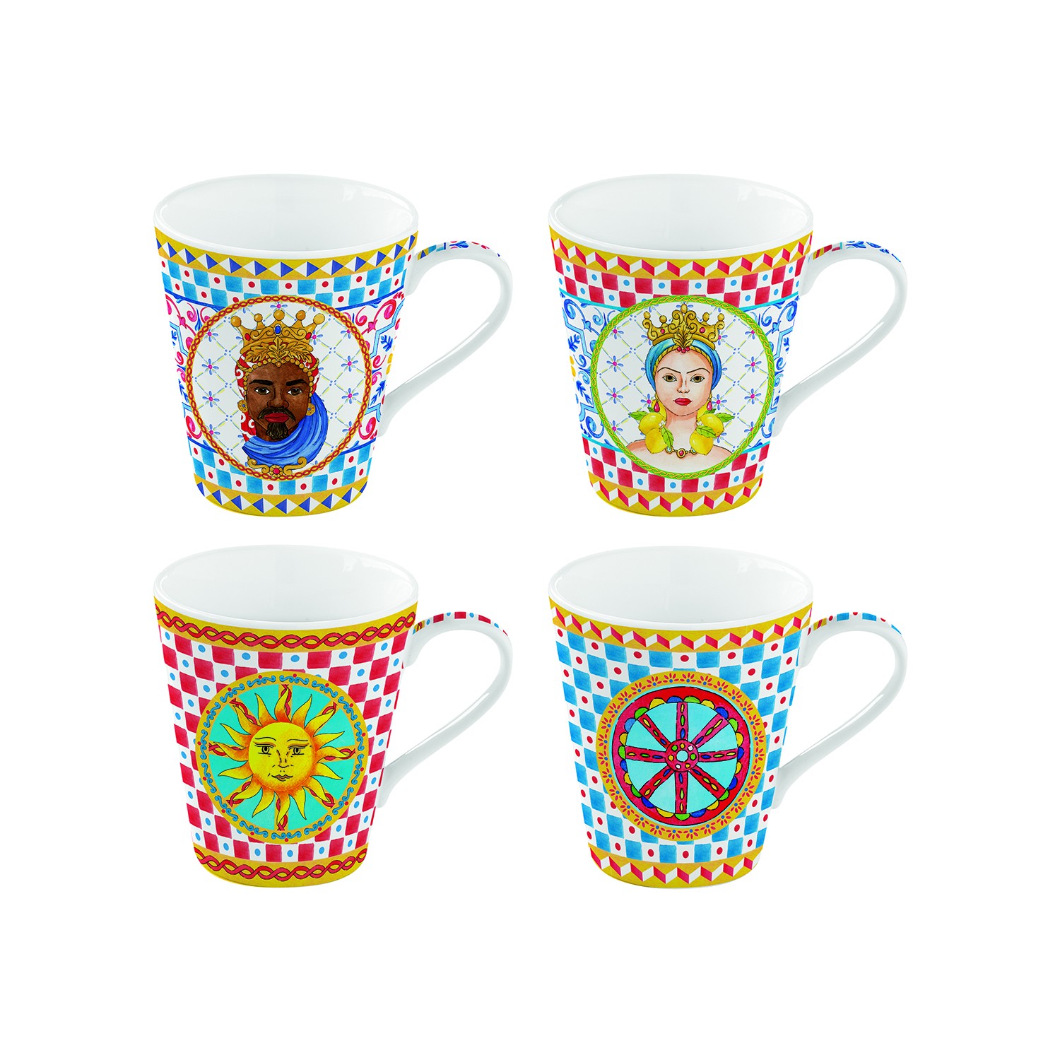 Easylife - Set 4 mugs Sicily 300 ml in porcellana