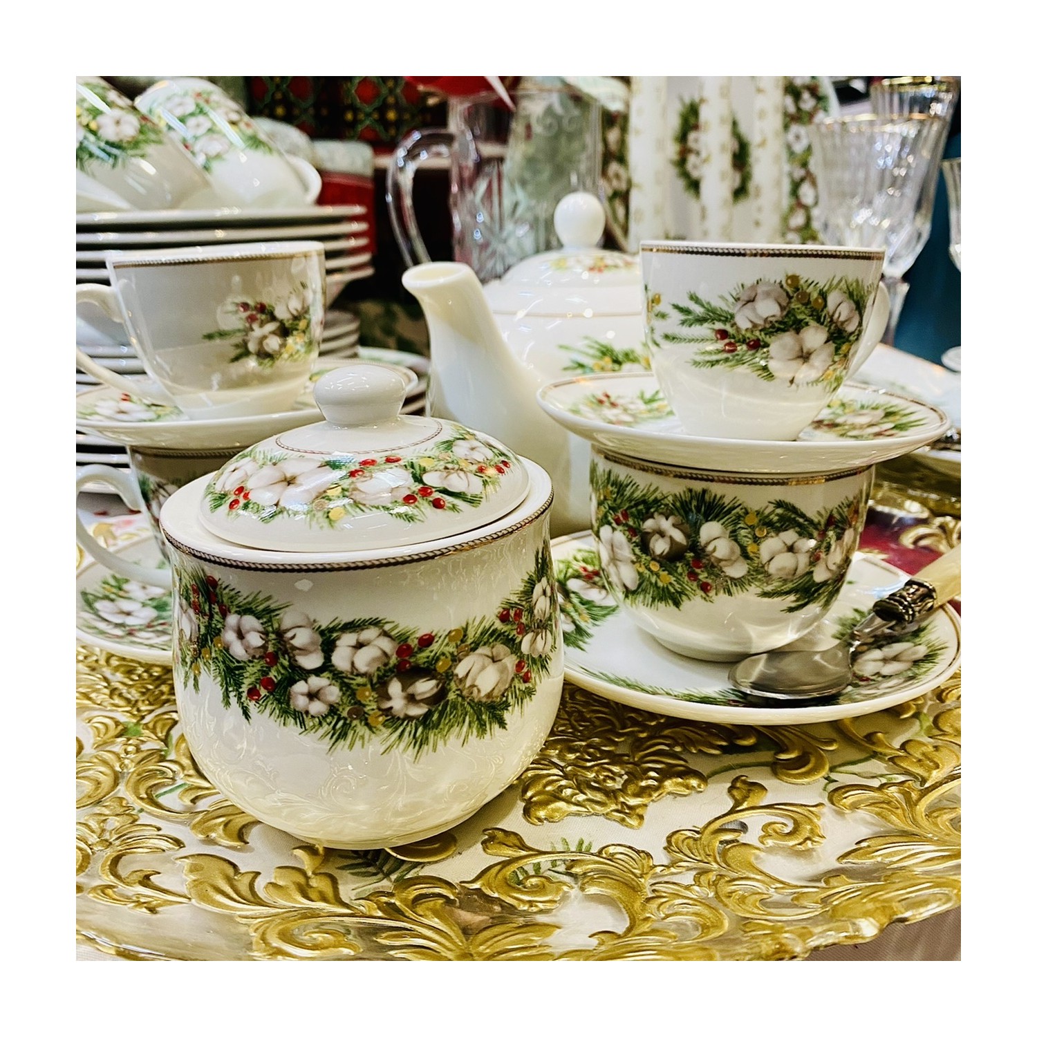 Brandani - Batuffoli set 2 tazzine espresso con piattino in porcellana